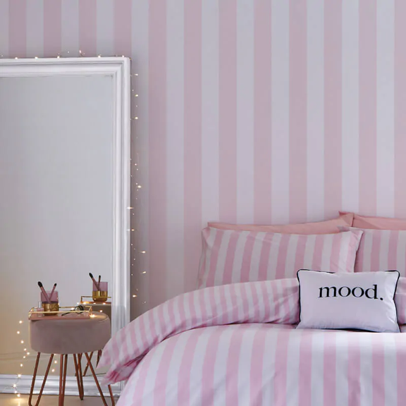 Sample Muriva Stripe Pink Silver Metallic Wallpaper – Wallpaper Empire