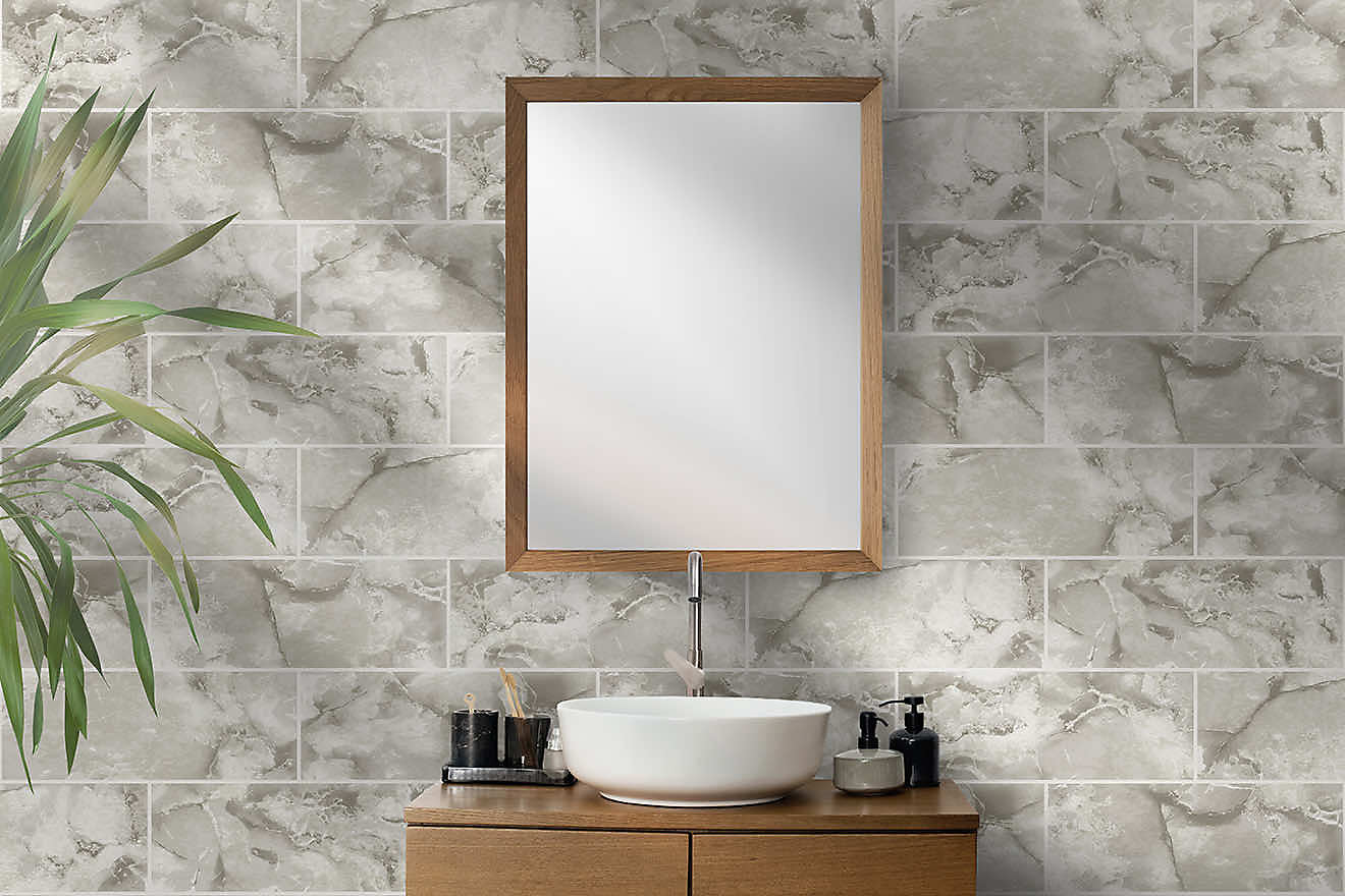 Sample Holden Decor Odeon Marble Tile Wallpaper – Wallpaper Empire